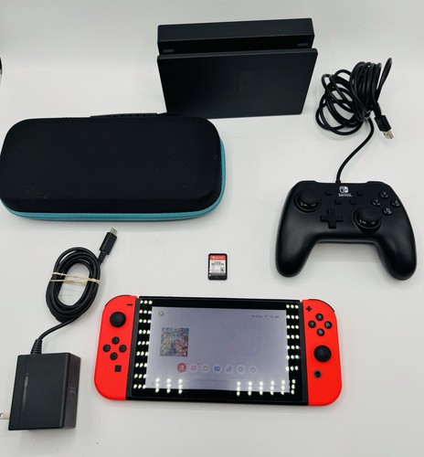 Nintendo Switch Orange 32GB Console w Dock, Charger, Case, Mario Bros ...