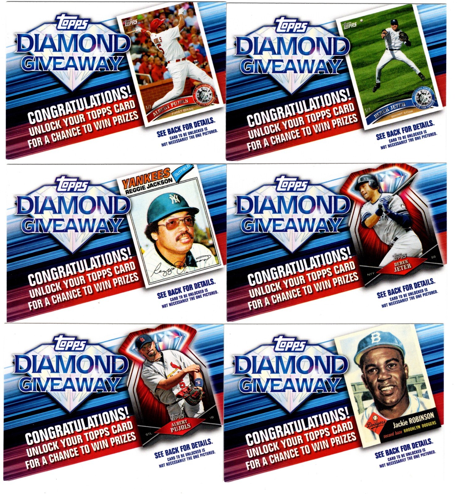 2011 TOPPS DIAMOND GIVEAWAY CARDS - EXPIRED (STARS, HOF) - WHO DO YOU ...