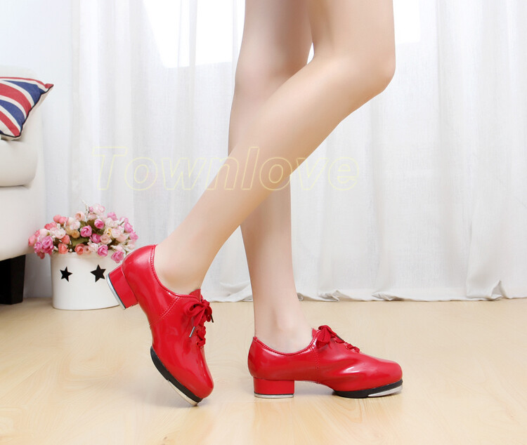 Unisex Tap Dance Shoes Women Men Jazz Step Dance Shoes Lace Up Clogging ...