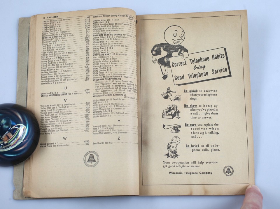 1952 Vintage Oconto Falls Abrams Wisconsin Telephone Phone Directory | eBay