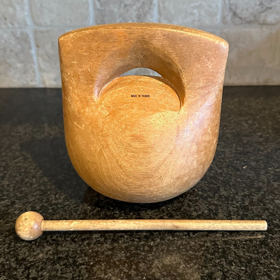 2 Vintage Wooden Temple Blocks Percussion Instrument Wood Fish Bell ...