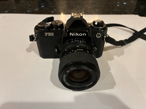 Nikon FE2 Black 35mm SLR Film Camera w/ 35-70mm Zoom-Nikkor Lens ...