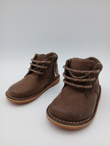 Clarks Infants Brown Leather Zip Up Ankle Boots UK Size 6 Sturdy Design ...