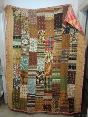 Vintage Hand Sewn Patchwork Tack Quilt 66”x 86” Very Clean Excellent ...