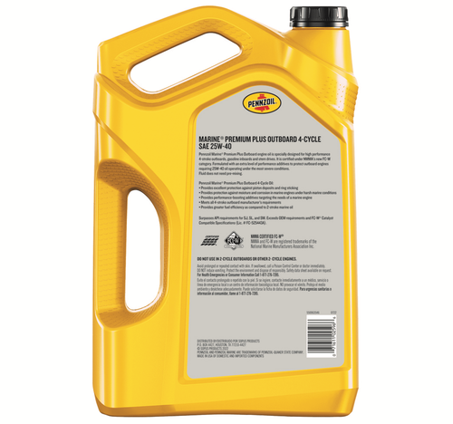 Pennzoil Marine Premium Plus Outboard 4-Cycle 25W-40 Boat Engine Oil, 1 ...