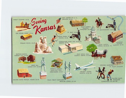 Postcard Kansas Scenes & Attractions Seeing Kansas USA | eBay