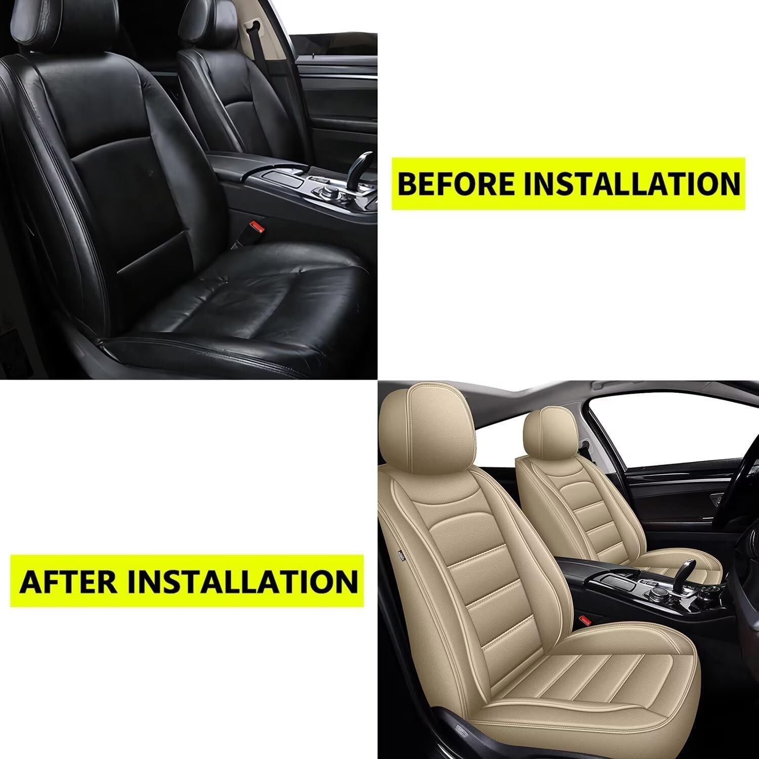 Luxury Universal Front Row 2-Seats Car Seat Covers PU Leather Cushion ...