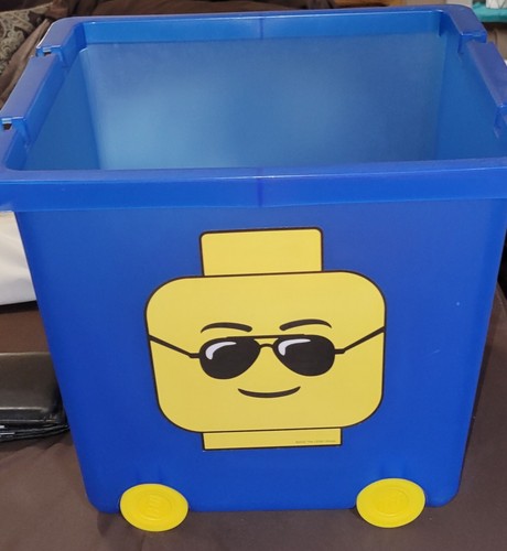 LEGO Wheeled Storage Blue Bin Tub Stacking Lid Organizer 21.5qt Basket ...