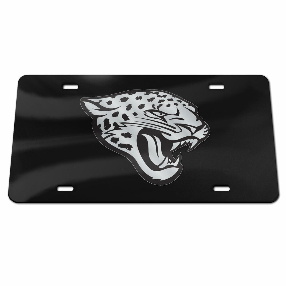 JACKSONVILLE JAGUARS BLACK AND SILVER CRYSTAL MIRRORED CAR LICENSE ...