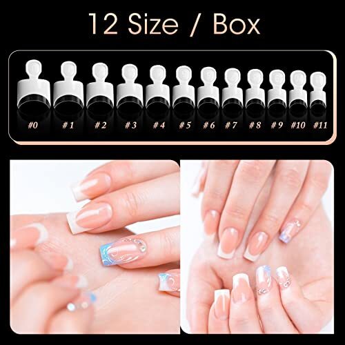 French Nail Tips 120PCS Short Square White+Clear Half Cover French Nail ...
