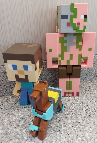 Minecraft Steve 5.5" Zombie Pigman 9" Llama Figure Lot GLC78 2019 Loose ...