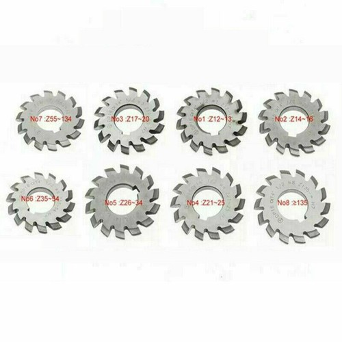 8Pcs/Set HSS M1.5 Bore 22mm 20°Degree #1-8 Bevel Involute Gear Cutter ...