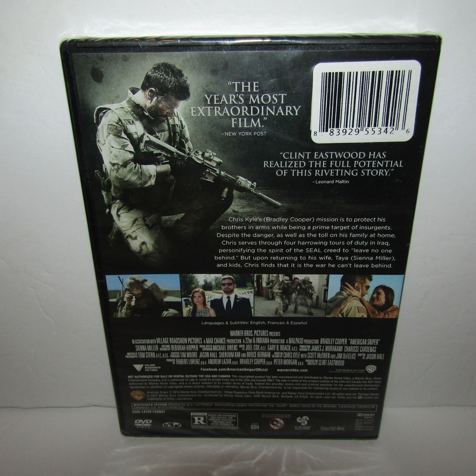 American Sniper DVD Brand New & Sealed Widescreen Sienna Miller Bradley ...
