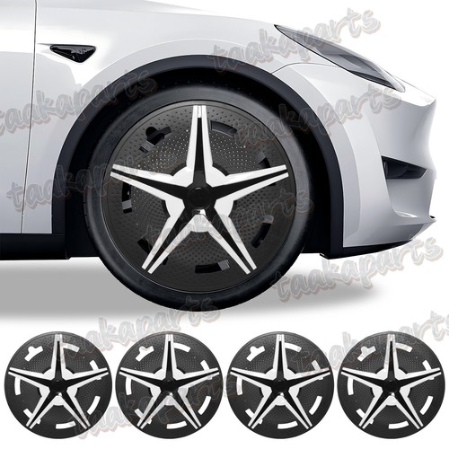 For Tesla Model Y 2019-2024, 19 Inch Single Star Center - Black/White ...