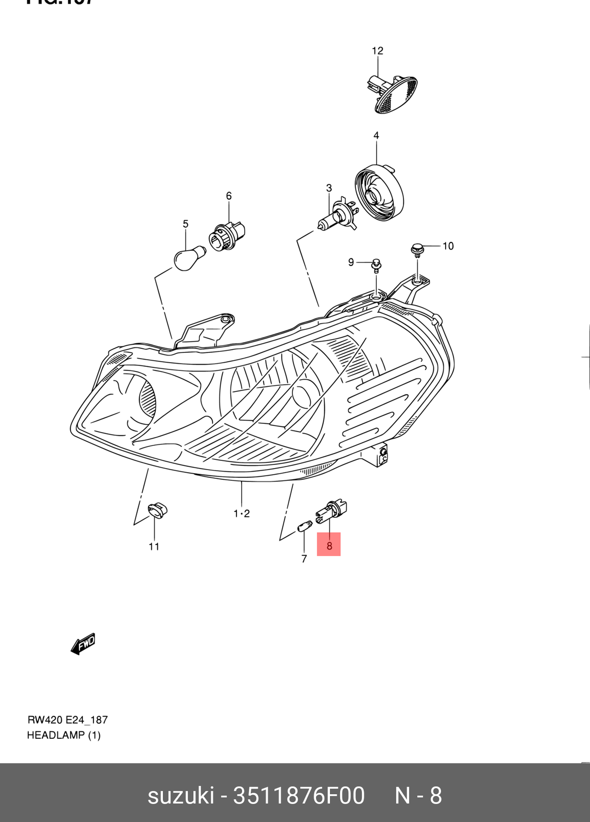 Genuine OE Socket Plug Lamp Assembly 3511876F00 For Suzuki 35118-76F00 ...