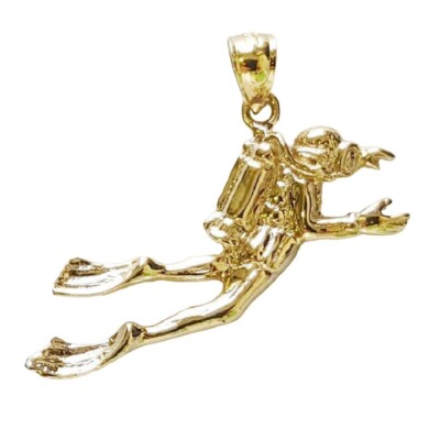 14k Yellow Gold SCUBA DIVER Pendant / Charm, Made in USA | eBay