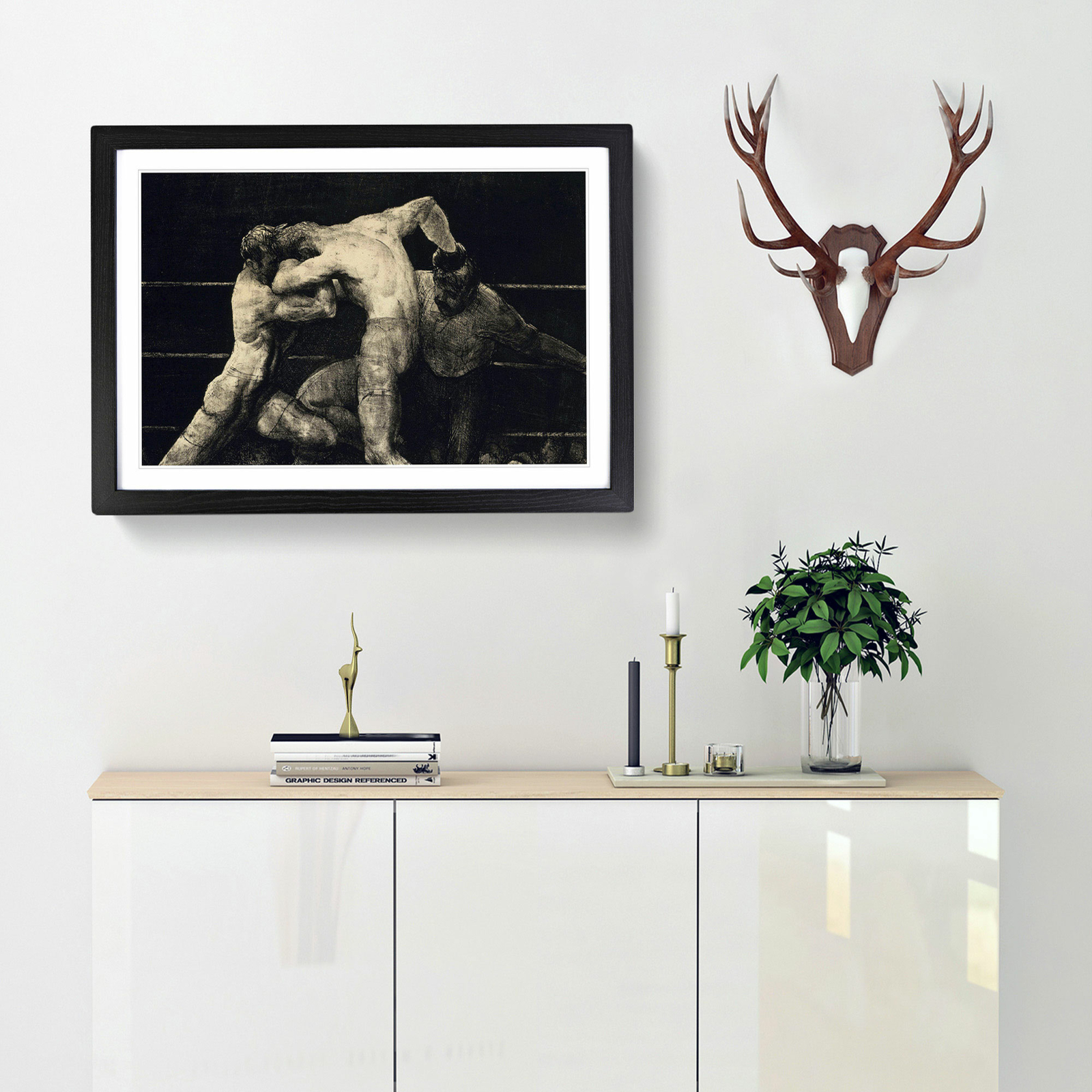 A Stag At Sharkey'S By George Bellows Wall Art Print Framed Picture ...