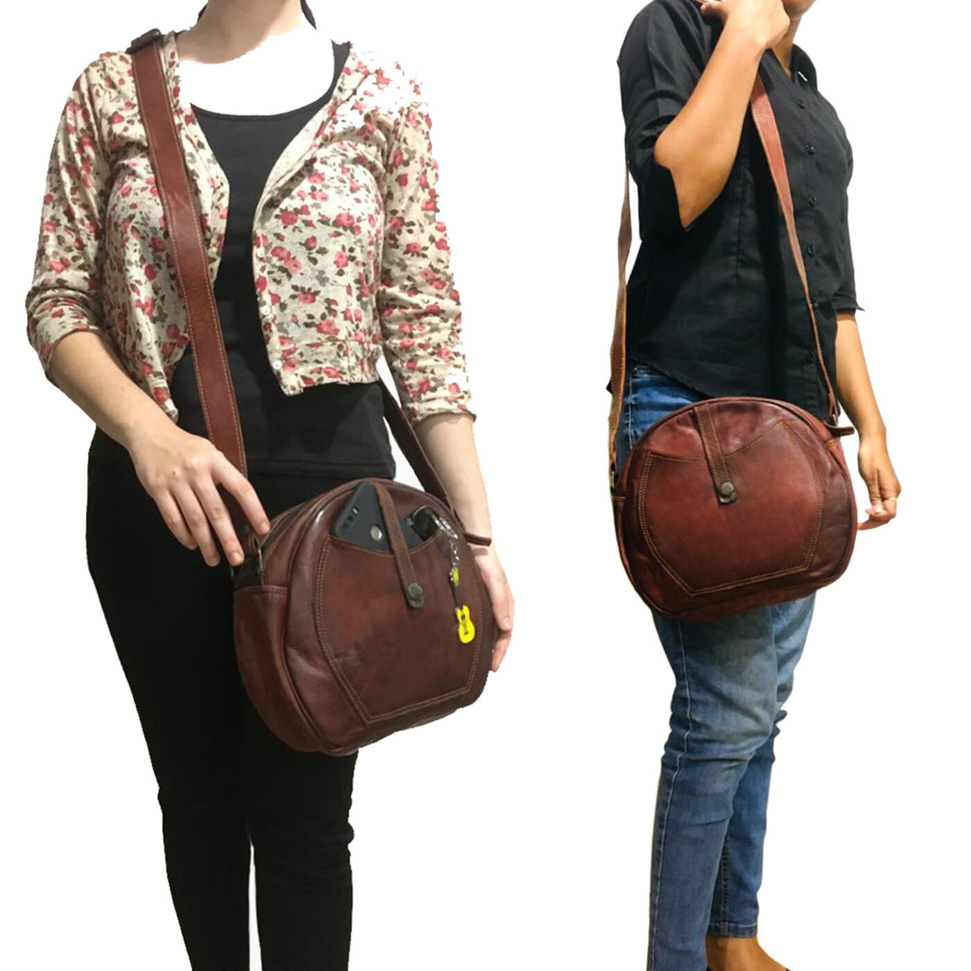 Women's Crossbody Bag Semi-Circle Leather Slingbag Hobo Shoulder Round ...