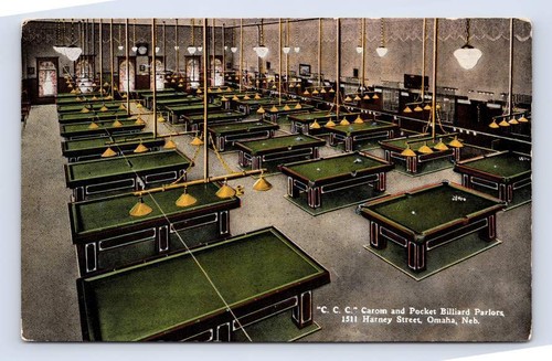 CCC Carom & Pocket Billiard Parlor OMAHA Nebraska Antique Pool Hall ...