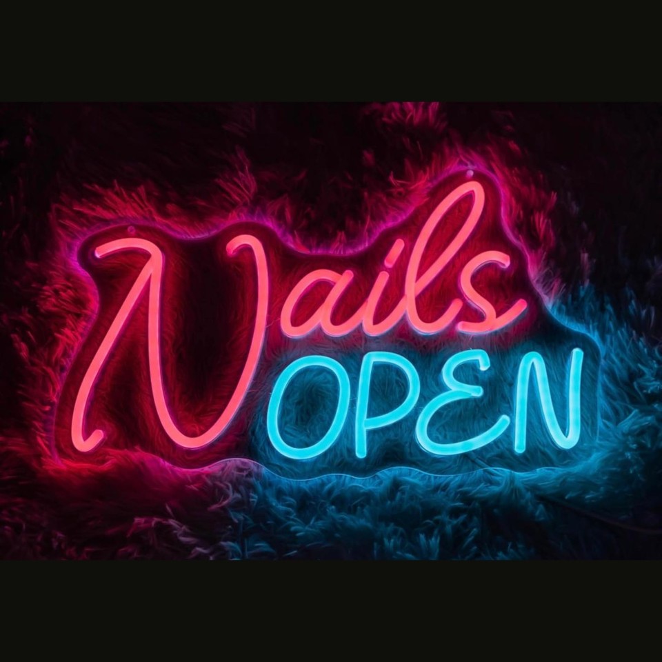 Nail sign Nail neon sign Nails Open Neon Sign for Salon Led sign ...