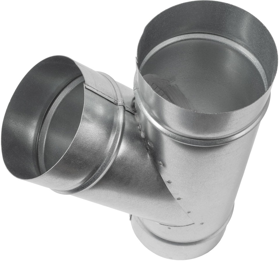 45° Degree Ø4 x 4 x 4 Inch Wye-Shape Duct Splitter - Metal 3 Way ...