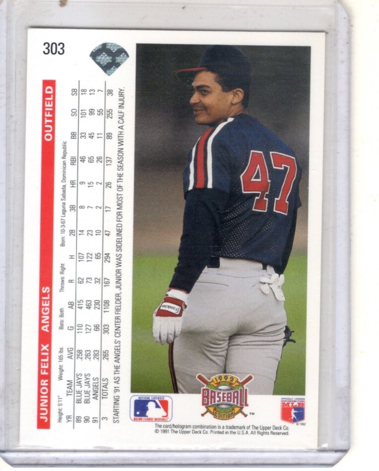 1992 Upper Deck - #303 Junior Felix Los Angeles Angels baseball card | eBay