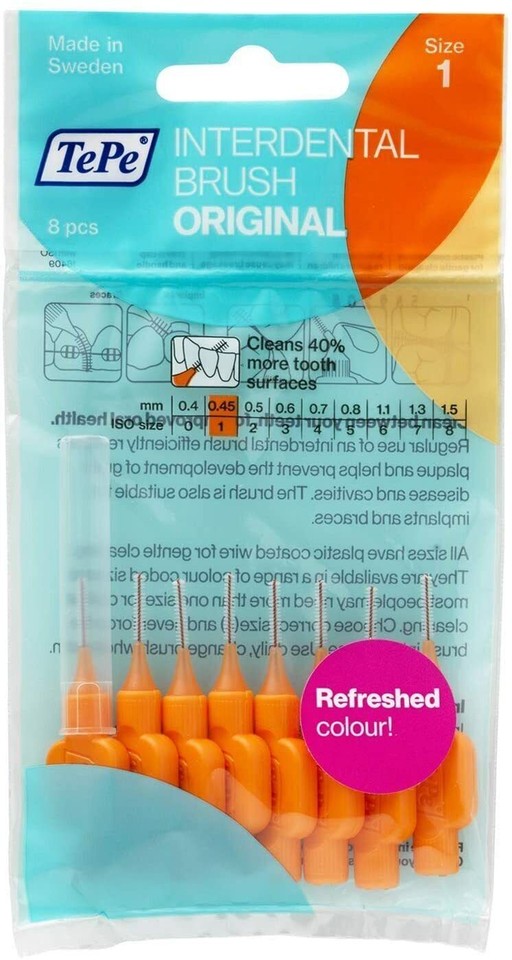TePe Interdental Brushes | Original | 1 Pack of 8 Brushes - Chose Color ...
