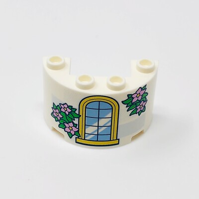 LEGO Cylinder Half 2x4x2 1x2 Cutout Gold Trim Window Green Leaves Pink ...