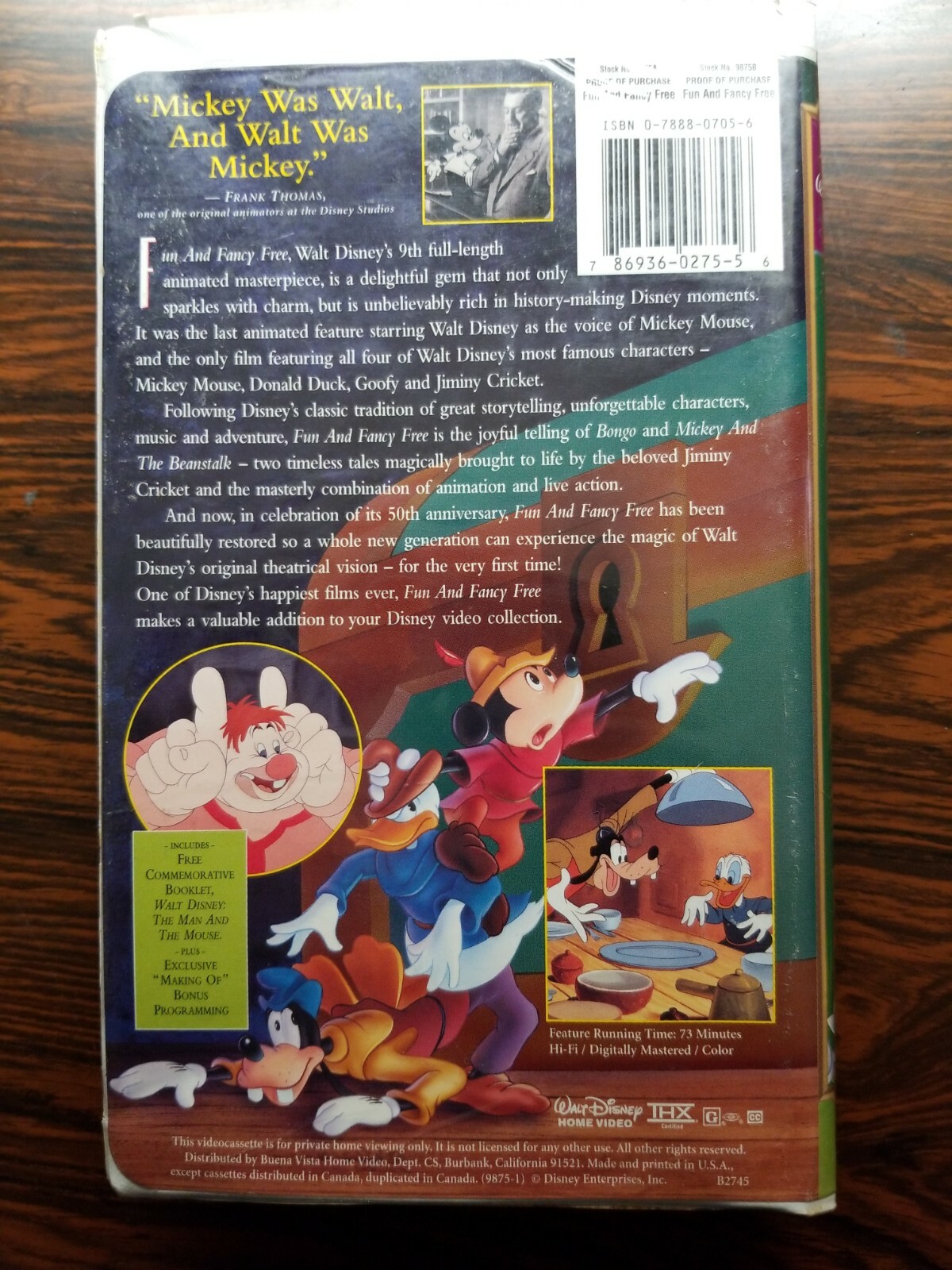 Fun and Fancy Free (VHS, 2000, Fully Restored 50th ann. limited Edition ...