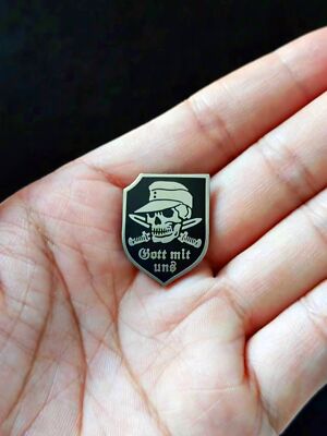 WW2 World War 2 German Skull Cross Edelweiss 1.0" Enamel Lapel Pin ...