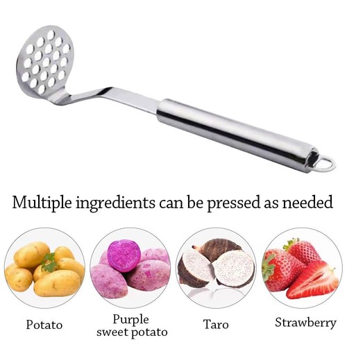 19 Mesh Holes Potato Masher Stainless Steel Manual Mashing Tool Kitchen ...