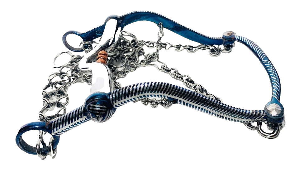 5" CHARRO SADDLE MEXICAN BLUE HORSE BIT, TACK HORSE GEAR, FRENO CHARRO ...