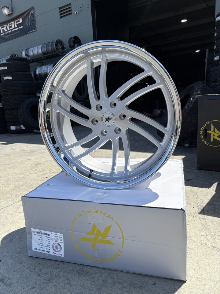 4-Infamous Racing Wheels CARRILLO Brush face/ Chrome Lip 6x139.7 24x9 ...