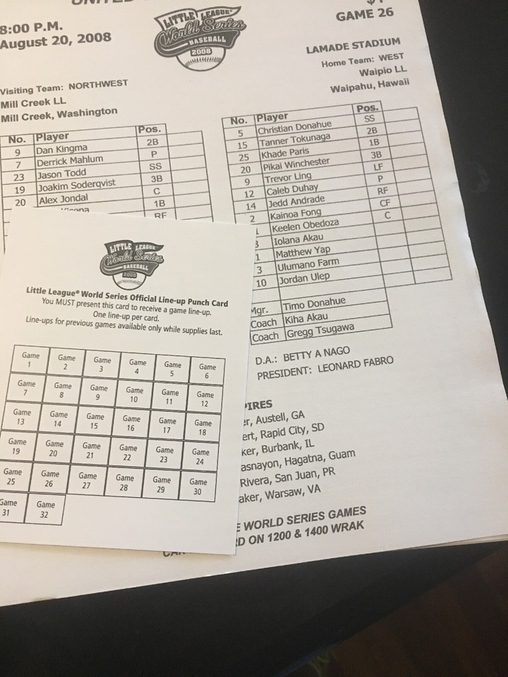 Vintage Little League Baseball World Series Souvenir Program 2008 ...