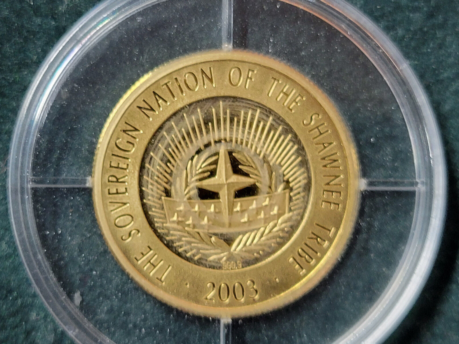 🌟 2003 Shawnee Tribe $5 Proof 1/5 oz .9999 Gold George Drouillard Sign ...