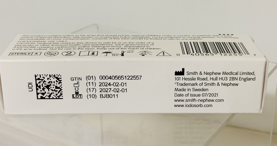 2 X Smith & Nephew Iodosorb Cadexomer Iodine Gel Dressing 0.35 oz ...