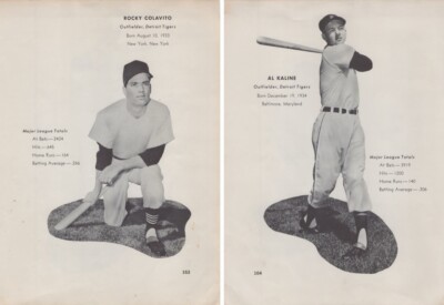 Rocky Colavito Detroit Tigers Al Kaline 1961 Baseball Magazine Page ...