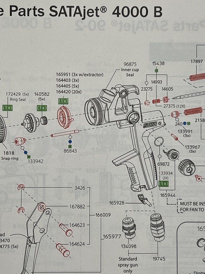 SATA JET 4000B HVLP/RP (1) MAINTENANCE KIT PART #1047837 Multiple ...