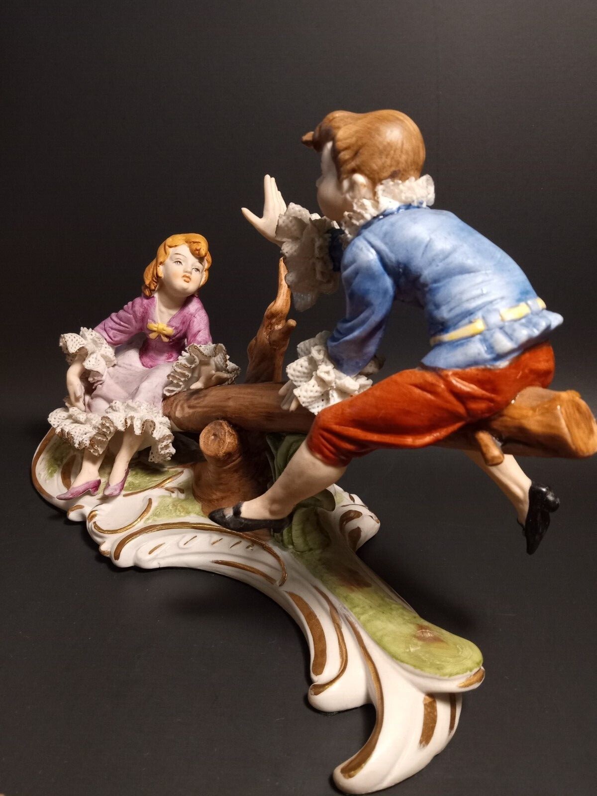 VINTAGE Boy & Girl On A Log Seesaw / Teeter Totter Figurine | eBay