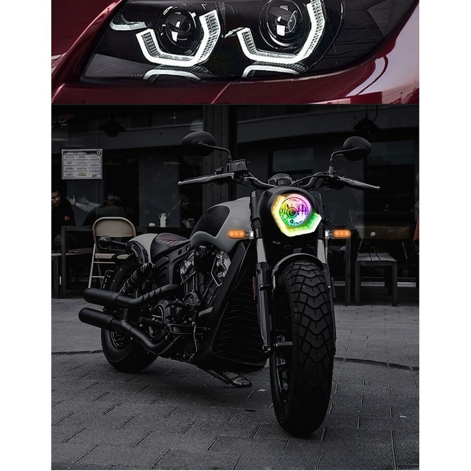 LED RGB Lens for BMW For Bi Xenon Projector Lenses with Angel Eyes Ring ...