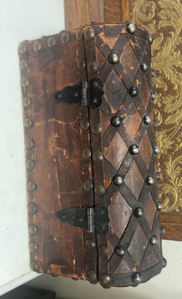 Mid 20th Century Vintage Studded Spanish Leather Dome-Top Chest | eBay