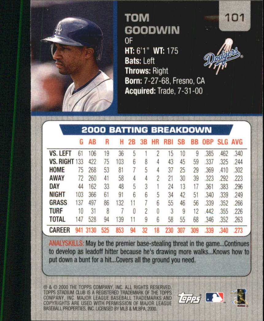 2001 Stadium Club #101 Tom Goodwin | eBay