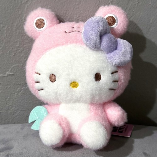 NEW Sanrio Hello Kitty Small 6.5” Plush Pink Frog Costume Kigurumi ...