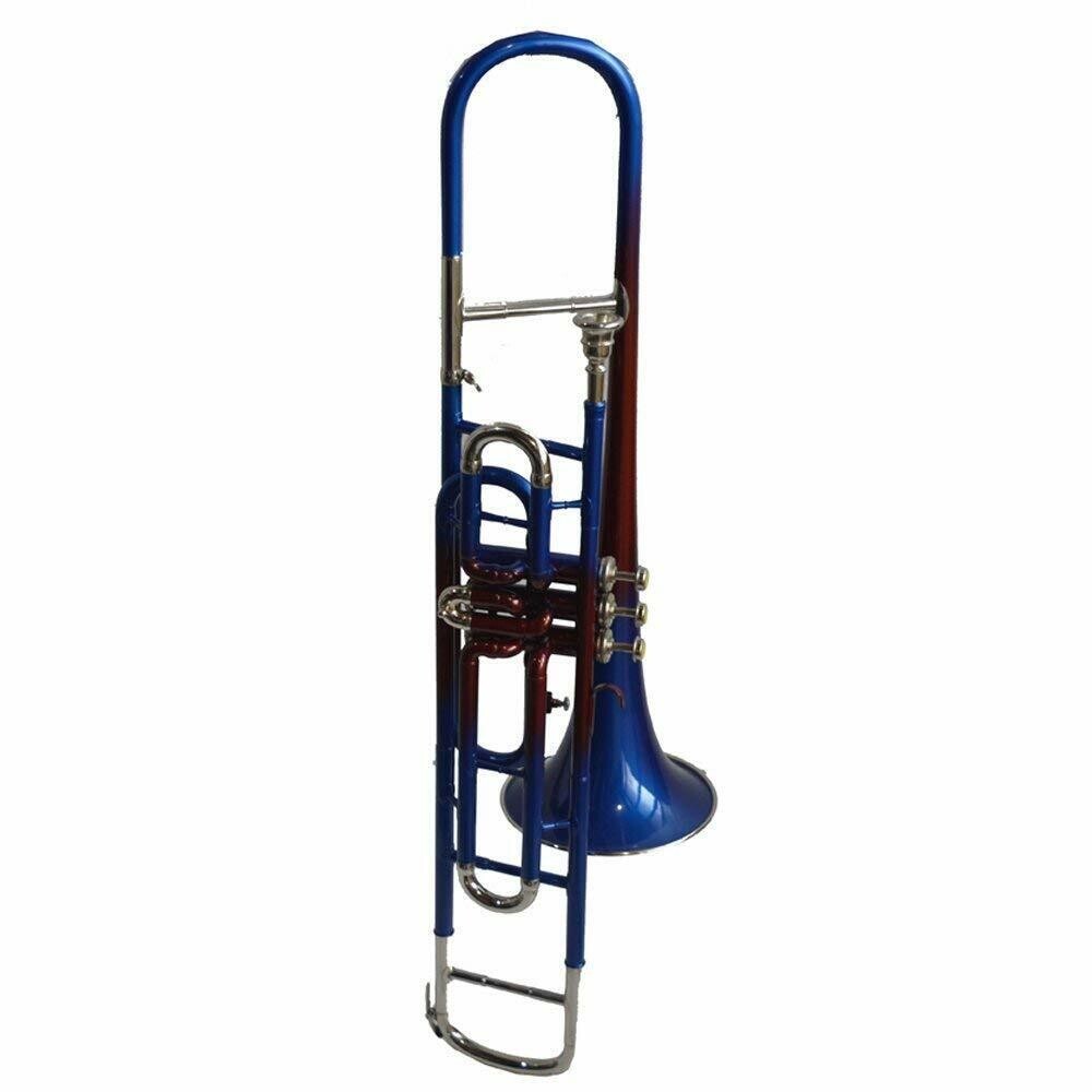 TRUMBONE MULTICOLOR Bb PITCH FLAT VALVE TRUMBONE FREE CASE+MOUTHPIECE ...