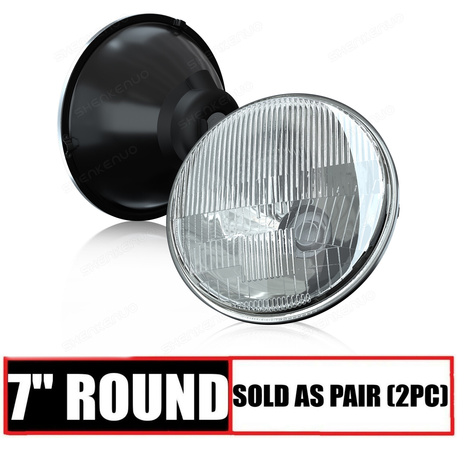 7" Round Glass Headlight Housing for H4 Conversion Lights | eBay