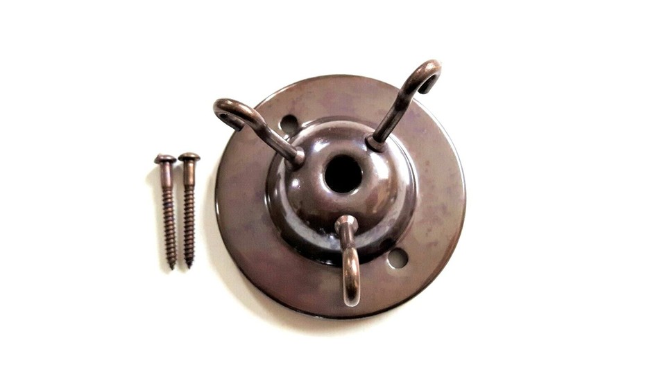 3 hook ceiling rose plate + 1 1/4" screws light fitting 10mm thread ...