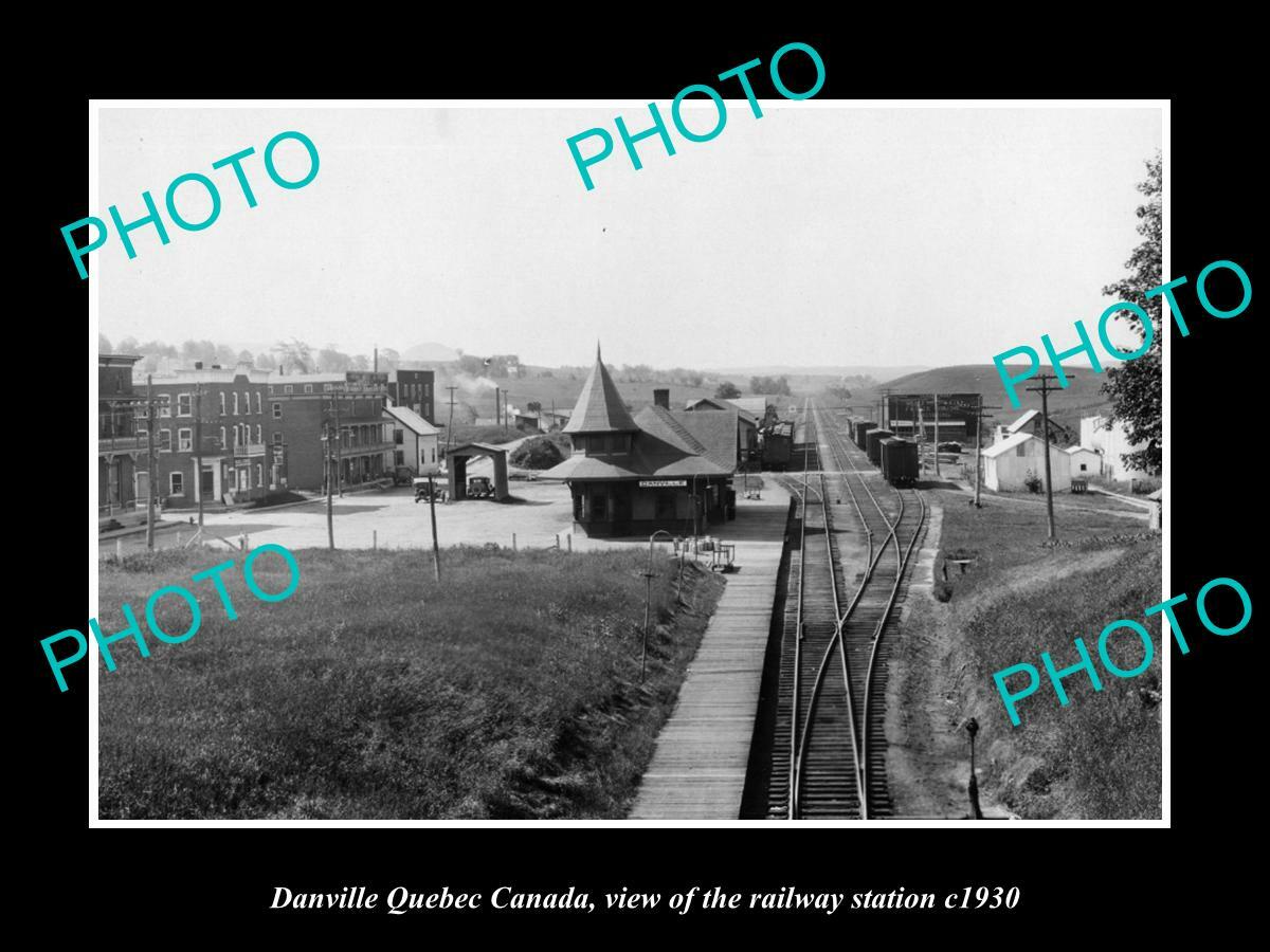 OLD POSTCARD SIZE PHOTO DANVILLE QUEBEC CANADA THE RAILWAY STATION ...