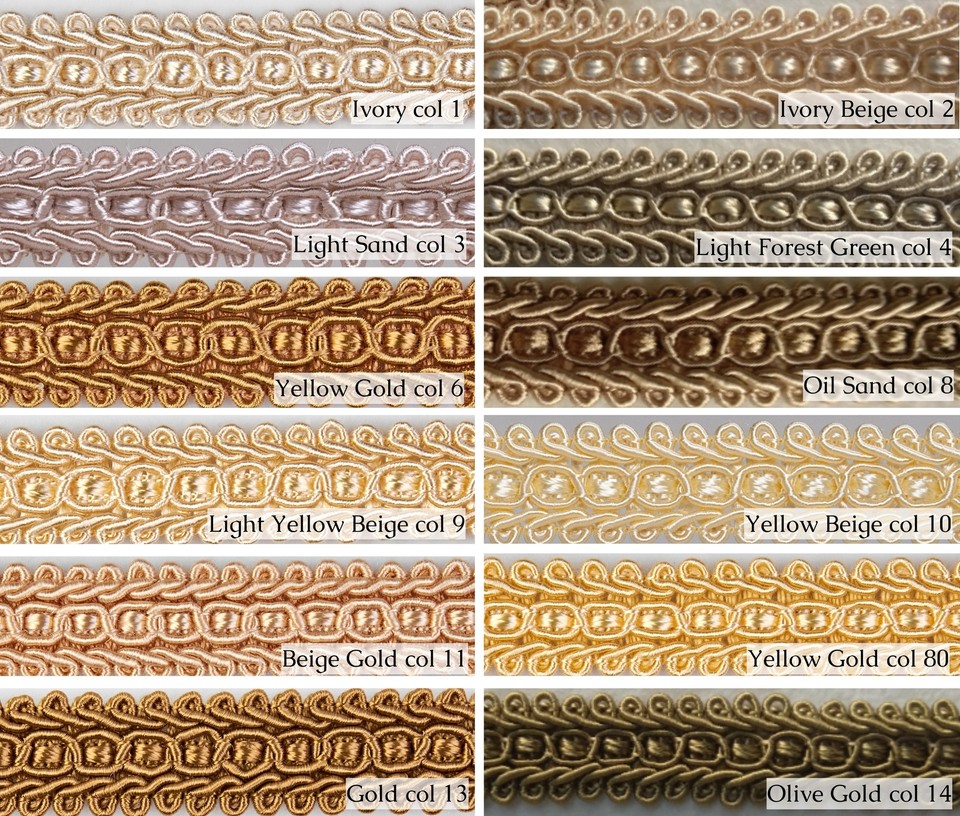 65 Col. Rayon Braid Fringe Trims gimp upholstery 1.8cm - 0.7 inches ...