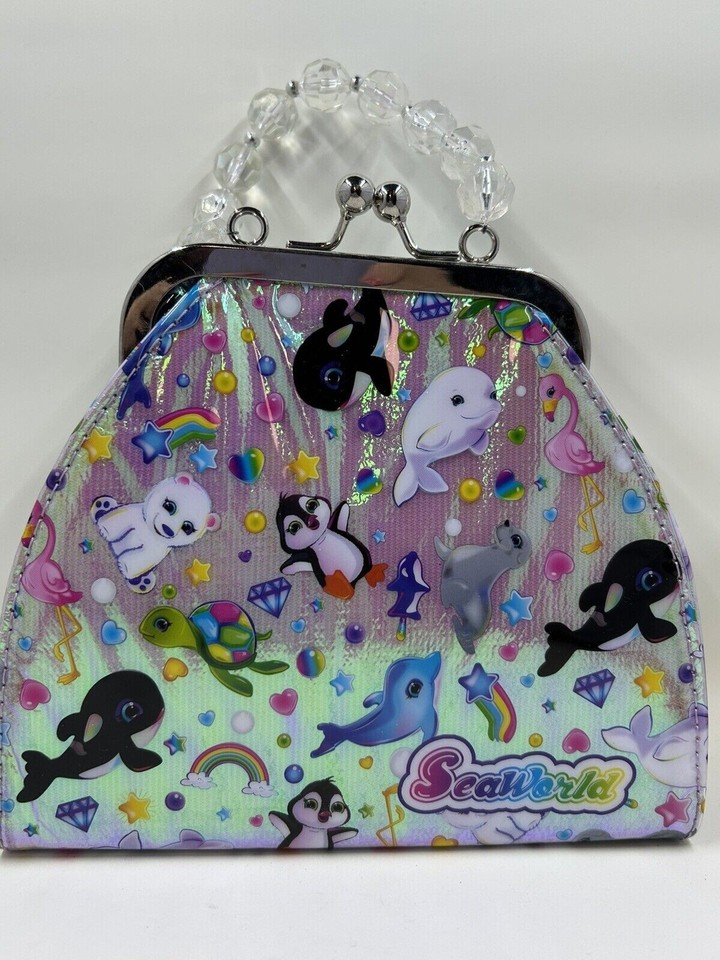 Holographic Mini Bag with Beaded Handle, Sea Creatures Y2K Lisa Frank ...