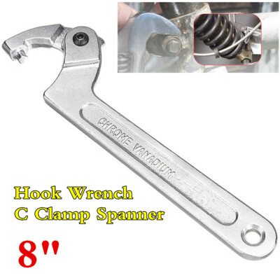 8" Adjustable Hook Wrench C Spanner Tool Motorcycle Suspension Spring ...